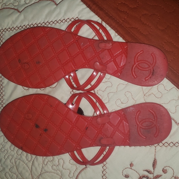 CHANEL | Shoes | Chanel Red Sandals | Poshmark